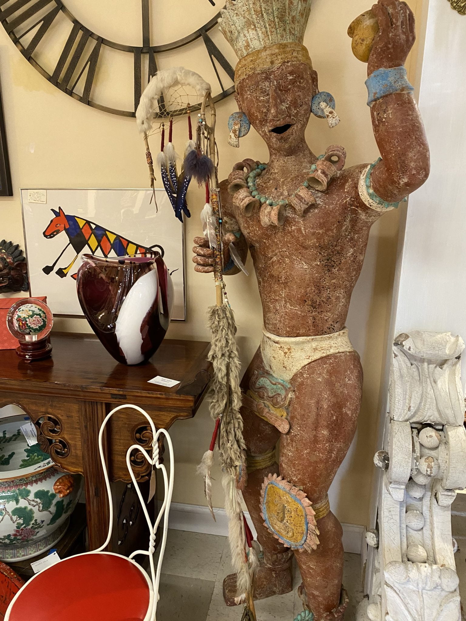 Clay Sculpture of Native American - Branford Antiques & Home Design ...